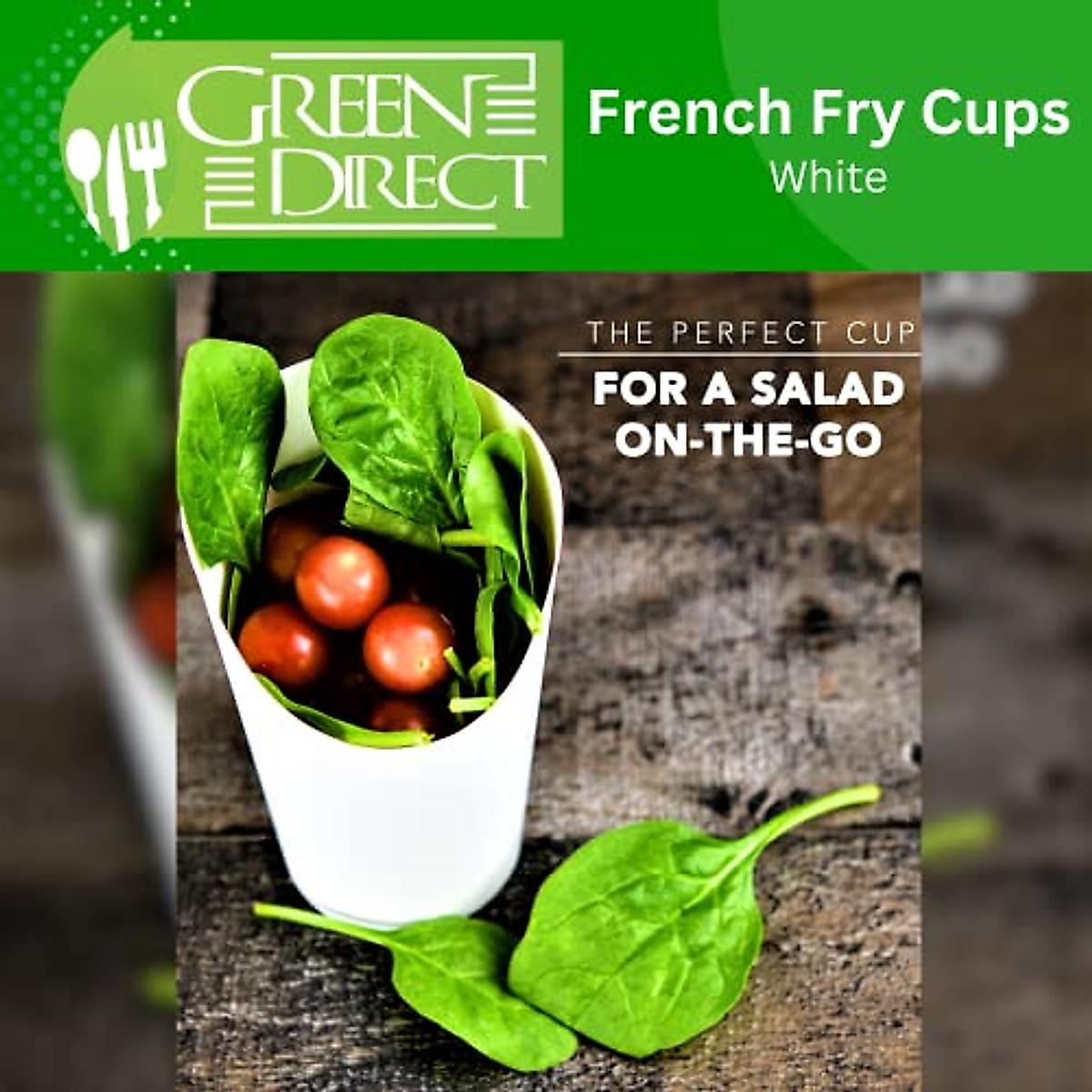 Green Direct White 16 oz. French Fry Cups Disposable Paper Cup | Charcuterie Cups Disposable French Fry Holder | Paper Cups French Fries Holder Pack Of 50 Appetizer Cups