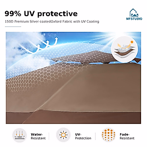 PHI VILLA 13' x 13' Patio Gazebo Tent Outdoor Pop-up Canopy Shelter with Elegant Corner Curtain for Backyard, Party, Family Outings, 169 Sq. Ft of Shade, Brown