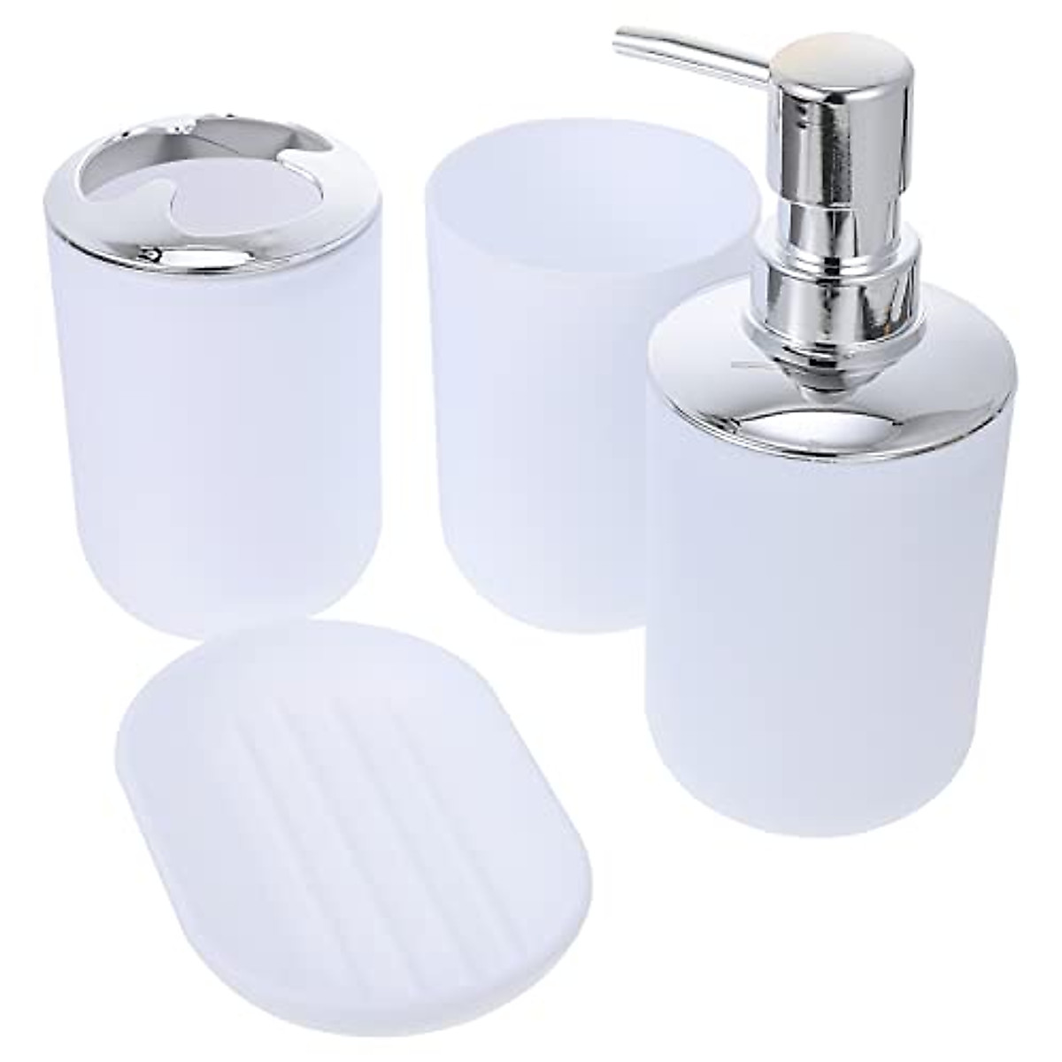 Beaupretty 1 Set Bathroom Set Cotton Swab Dispenser Bath Bathing Accessories Toilet Parts Bath Supplies Black Trays Holder Soap Dispensers Lotion Dressing Table White Suite Plastic