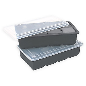 Bangp Large Ice Cube Trays 2 Pack,Big Ice Cube Molds with Removable Lids,Easy Release and Stackable Silicone Ice Cube Tray,Make 16 Big Square Ice Cubes for Whiskey,Cocktails