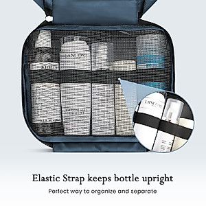 Maliton Hanging Toiletry Bag | Compact Travel Toiletry Bag for Men/Women | Foldable Mens Hygiene Bag with 4 Compartments| Waterproof Travel Bathroom Bag (Navy Blue)