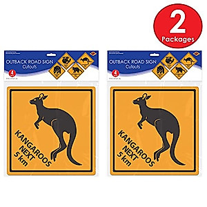 Beistle Outback Road Sign Cutouts 8 Piece, 17", Multicolor