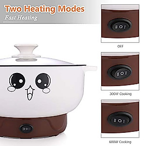 MINGPINHUIUS 4-in-1 Multifunction Electric Cooker Skillet Wok Electric Hot Pot For Cook Rice Fried Noodles Stew Soup Steamed Fish Boiled Egg Small Non-stick with Lid (2.8L, without Steamer)