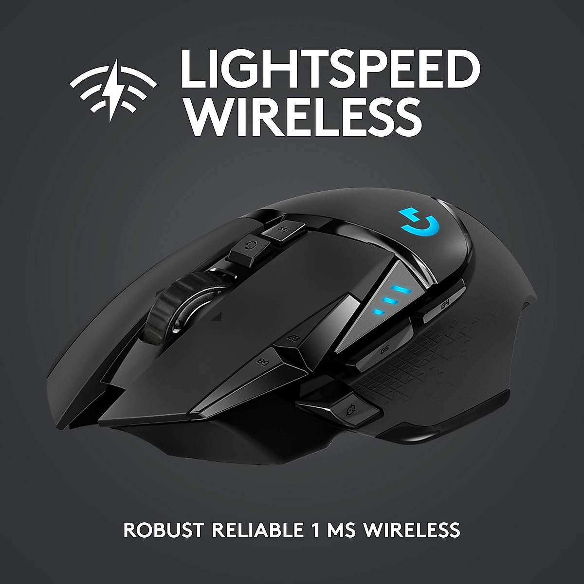 Logitech G502 Lightspeed Wireless Gaming Mouse, 25K Hero Gaming Sensor, 25600 DPI, RGB, Ultra-Light, 11 Programmable Buttons, Long Life Battery, PowerPlay-Compatible, PC - Black