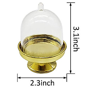 TIHOOD 12PCS Mini Cupcake Stand, Tiny Cake Dome with Clear Plastic for Chocolate, Cheese, Coconut Macaroons, Rum Balls, Candies & More!