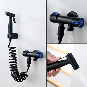 FES Handheld Bidet Sprayer for Toilet, 304 Stainless Steel Adjustable Pressure Control Bidet Faucet Diaper Sprayer Set with Hose Attachment Easy Install for Kitchen and Toilet Cleaning