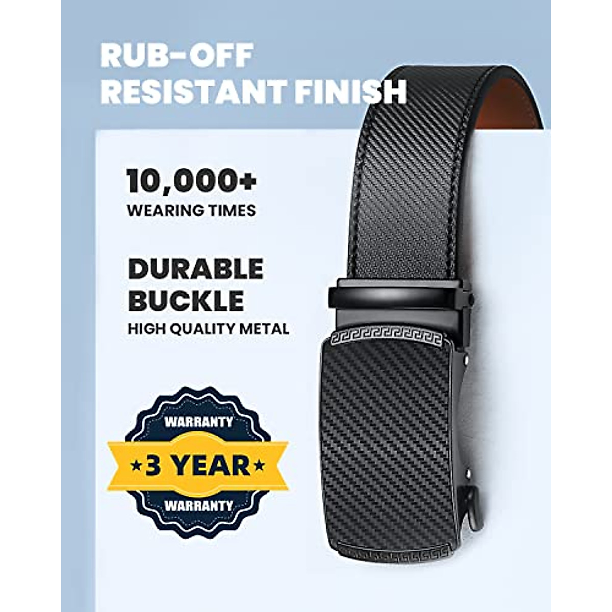 Zitahli Belt Men, Ratchet Belt Dress with 1 3/8" Premium Leather,Slide Belt with Easier Adjustable Automatic Buckle,Trim to Fit Size 30"-36"