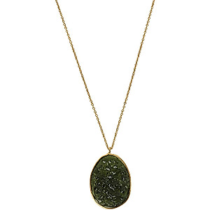 TASKD Green Moldavite Aerolite Crystal Stone Pendant Gemstone Silver Platted Moldavite Necklace Energy Meteorite Amethyst Ecko Necklace For Women Matoa Gift For Her From Him (Golden Chain)