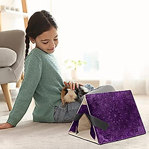RATGDN Small Pet Hideout Purple Mandala Flowers Hamster House Guinea Pig Playhouse for Dwarf Rabbits Hedgehogs Chinchillas