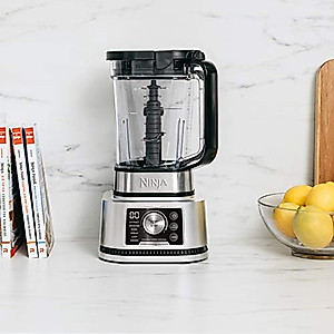 Ninja SS351 Foodi Power Blender & Processor System 1400 WP Smoothie Bowl Maker & Nutrient Extractor* 6 Functions for Bowls, Spreads, Dough & More, smartTORQUE, 72-oz.** Pitcher & To-Go Cups, Silver