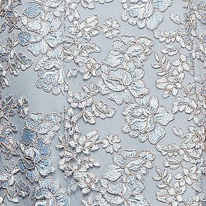 Alex Evenings Women's Petite Long Sleeveless Dress with Shawl, Light Blue Lace, 12P