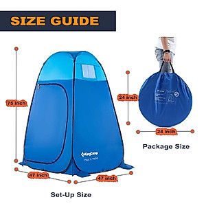 KingCamp Portable Pop Up Shower Tent for Camping, Lightweight Waterproof Dressing Changing Privacy Tent with Carry Bag for Outdoor, Shower, Fishing, Bathing, Toilet, Beach, Park, Blue, 47x47x75 inches