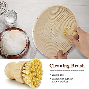 Sourdough Bread Baking Supplies: 9 Inch Round & 10 Inch Oval Banneton Bread Proofing Baskets w/Liner, Bread Lame, Dough Scrapers, Cleaning Brush, Artisan Bread Making Gifts for Bakers