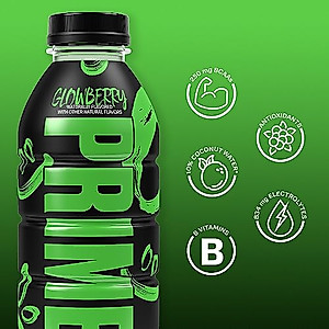 Prime Hydration Sports Drink by Logan Paul & KSI Glowberry - 12 x 500ml Pack