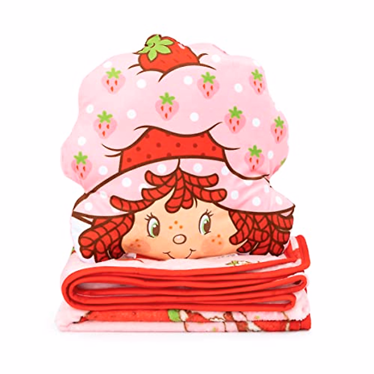 Strawberry Shortcake Pink Strawberries Galore Nogginz Set - 40 x 50 Inch Blanket & Pillow, Kids Super Soft 2 Piece Set