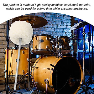 lovermusic Lovermusic 19.4x0.6cm Stainless Steel Shaft Bass Kick Drum Beater White Felt Pedal Beater Head Drum Instrument Accessories