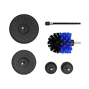ABN 1/4in Drive Nylon Scrubber Drill Attachment Cleaning Brush 5pc Set with 1pc Extension - Blue Medium Bristle