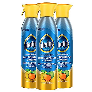Pledge Everyday Clean Multi Surface Cleaner & Antibacterial Spray Aerosol, Works on Wood, Granite, and More, Fresh Citrus, 9.7 oz (Pack of 3)