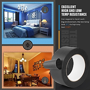 Lichamp 4 Pack Black Painters Tape 2 inch Wide, Medium Adhesive Black Masking Tape Bulk Multi Pack, 2 inch x 55 Yards x 4 Rolls (220 Total Yards)