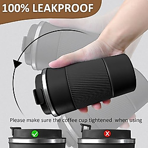 ATZNZIK 4 Pack Insulated Coffee Mug with Lid Travel Coffee Tumbler Stainless Steel Reusable Coffee Cups Thermal Coffee Mug for Hot and Iced Cold Drinks, 12oz