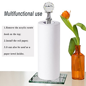 HMRCYTE Crystal Wine Glass Holder, 14" H Silver Wine Glass Rack, Crushed Diamond Home Decor, 6 Hook Freestanding Countertop Stemware Rack, Cup Drying Storage Holder for Kitchen Dinning Table Bar