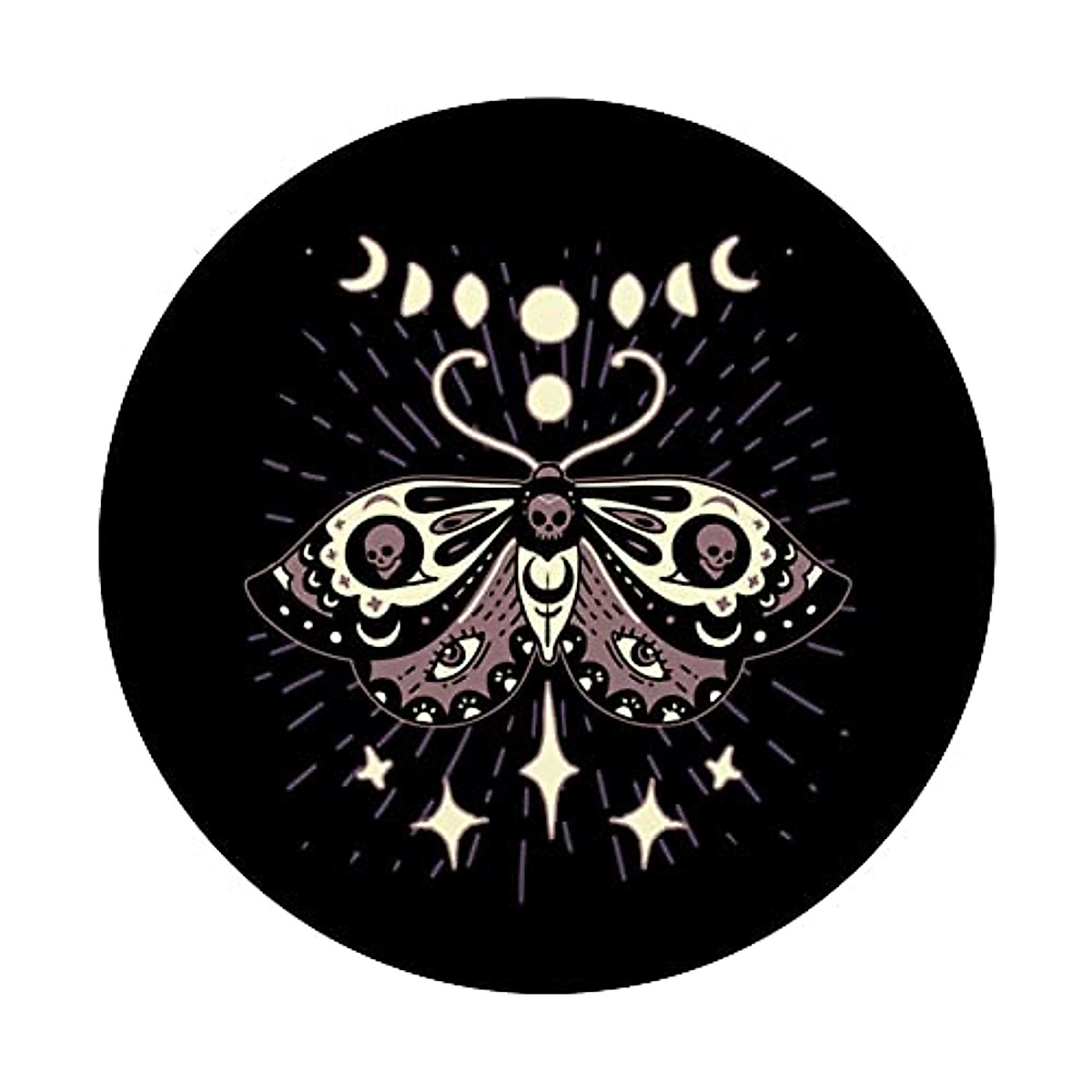 Witchy Luna Moth Moon Phases Goth Occult Wiccan Insect Lover PopSockets Swappable PopGrip