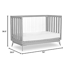 Evolur Acrylic Millennium 4-in-1 Convertible Crib I Modern Full Size Crib I Baby Crib I Easily Coverts to Toddler Bed & Dayday I Adjustable Mattress Support Base I Acrylic Slats I in Pebble Grey