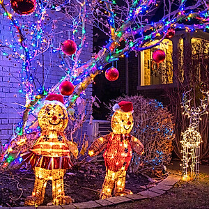 JMEXSUSS 2 Pack Solar String Light 100LED 32.8ft 8 Modes Solar Christmas Lights Waterproof for Gardens, Wedding, Party, Homes, Christmas Tree, Curtains, Outdoors (Multicolor)