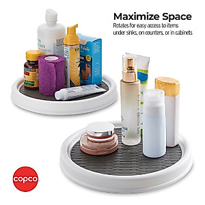 Copco Non-Skid Pantry Cabinet Lazy Susan Turntable, 9-Inch, White/Gray 2