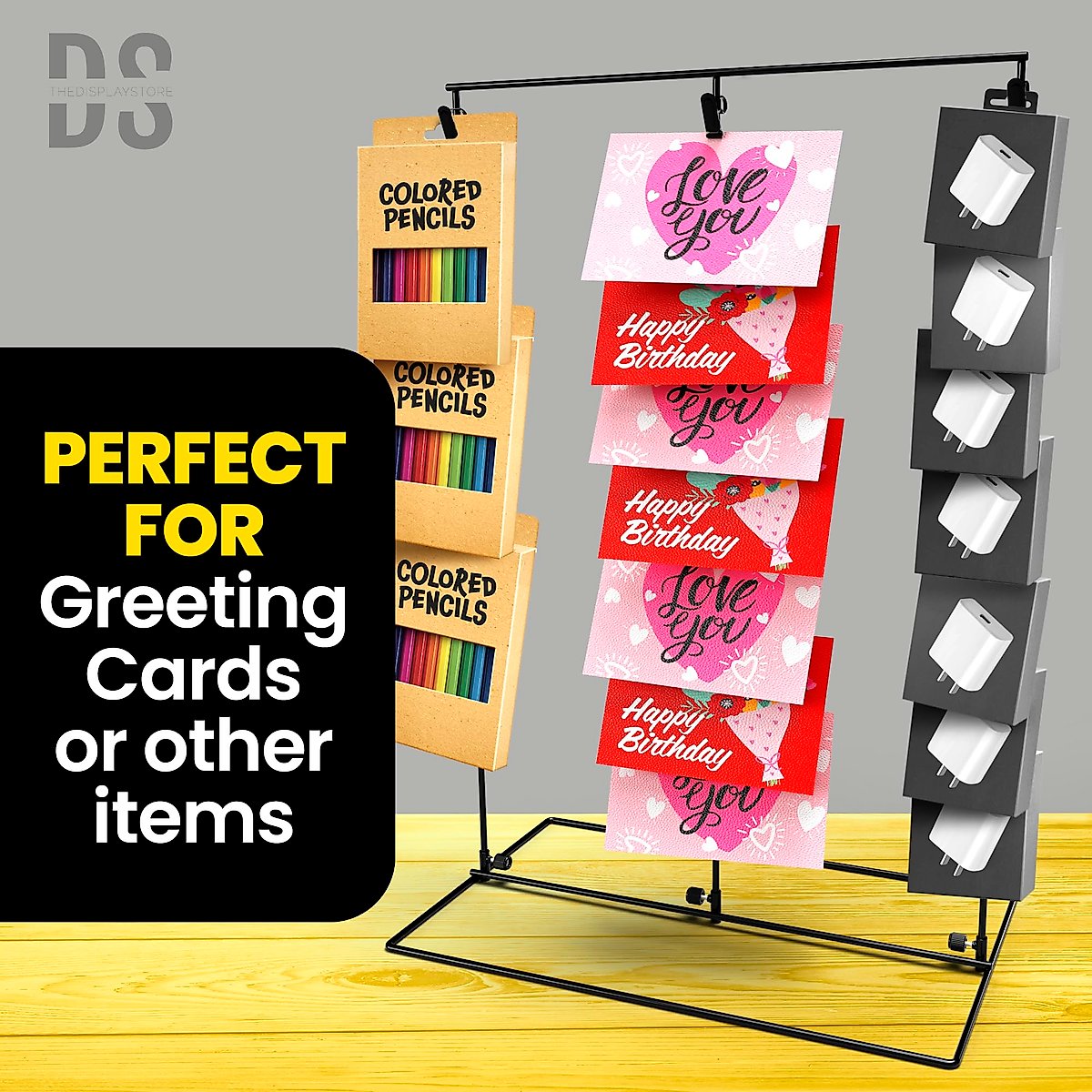 DS THE DISPLAY STORE Black 3-Row Potato Chip Rack Display Stand with 39 Clips, Snack Retail Display Rack, Chip Stand Display for Party, Countertop Chip Bag Holder, Snack Display for Counter
