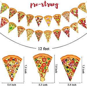 Pizza Party Banners Pizza Birthday Party Decorations 2Pcs Pizza Garland Cutout Banners for Pizza Time Theme Baby Shower Supplies