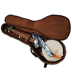 MUSIC FIRST Original Design 0.65" (16mm) Thick Padded Country Style 5-string Banjo Case, Banjo Gig Bag (Fit for Overall Length 38 inch / 96~97cm Full Size Banjo).