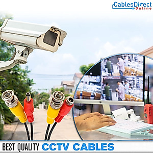 10FT Black Premade BNC Video Power Cable Extension Wire for CCTV, Security Camera, DVR, Surveillance System, All in One Plug & Play Cord