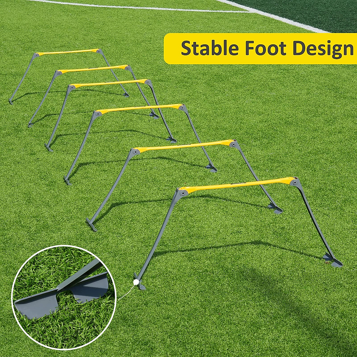 PodiuMax Portable Height Adjustable Sports Training Hurdle, Lightweight, Innovative Foldable Design, Collapsible Safe, 6 per Pack