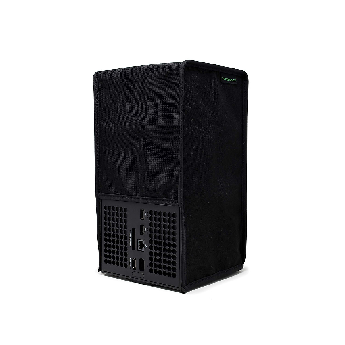 Dust Cover for XBox Series X by Foamy Lizard – THE ORIGINAL MADE IN U.S.A. TexoShield premium ultra fine soft velvet lining nylon dust guard with back cable port (Vertical)