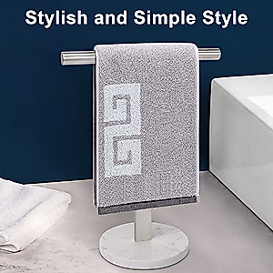 NearMoon T-Shape Hand Towel Holder-Bathroom Towel Rack-Stand with Balanced Base Towel Bar for Bathroom Kitchen Vanity Countertop, Modern Stand Towel Ring (Marble Base, Brushed Nickel)