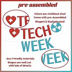 Happy Radiologic Tech Week Banner, Rad Tech Week Decorations, Radiology Tech Week Appreciation Sign Bunting Decor Blue Red Glitter