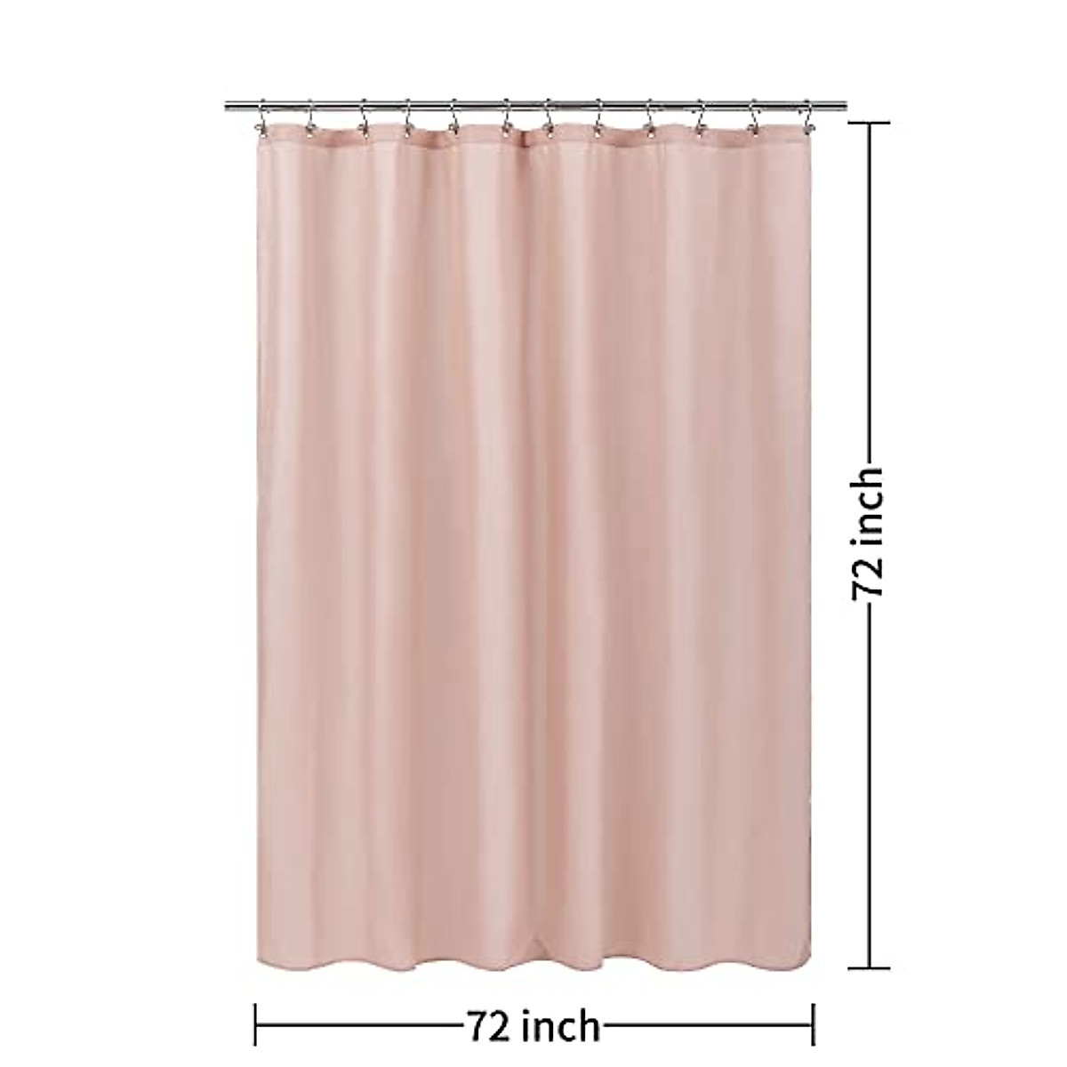 ALYVIA SPRING Pink Shower Curtain Liner Fabric with 3 Magnets - Waterproof Soft Hotel Quality Cloth Shower Curtain for Bathroom, Light-Weight & Machine Washable - Standard Size 72x72, Blush Pink