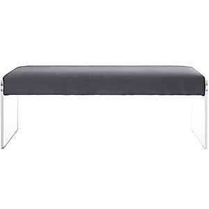 Modway Roam Modern Upholstered Bench With Acrylic Base In Gray Velvet