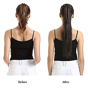BARSDAR 26 inch Ponytail Extension Long Straight Wrap Around Clip in Synthetic Fiber Hair for Women - Dark Brown mix Auburn Evenly