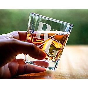 Whiskey Bourbon Glasses Personalized Monogrammed Set Rock Glass Decanter for Him Best Man Groomsmen Proposal Father in Law Idea Groomsman Groom