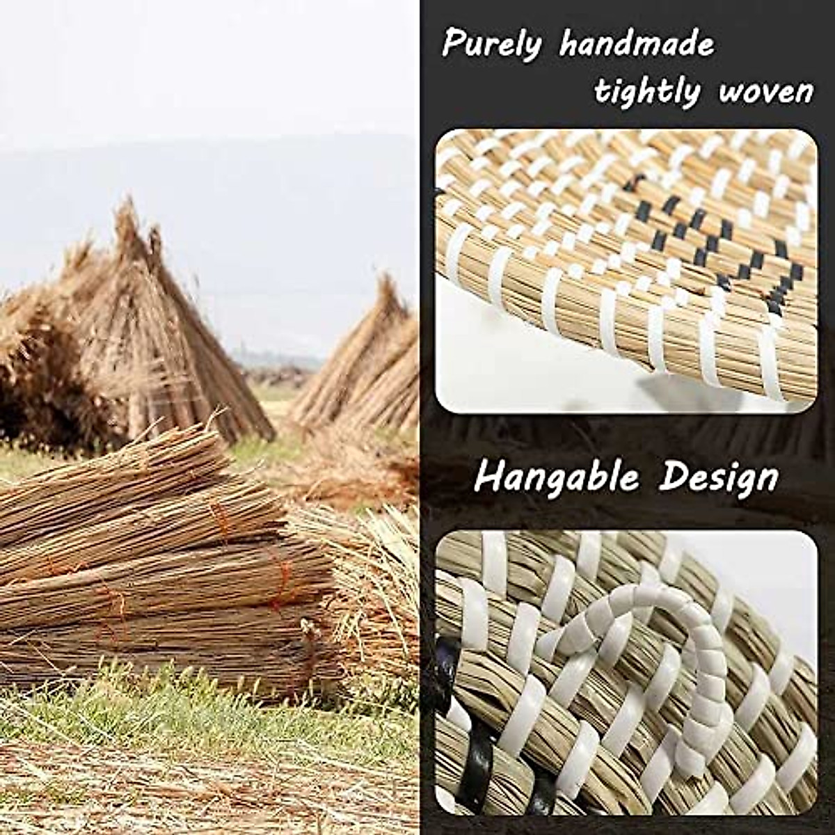 FORVE Hanging Woven Wall Basket Decor Set of 4, Handwoven Round Seagrass Baskets Wall Decor, Handmade Decorative Tray and Baskets with a Hook On The Back, Perfect for Living Room Unique Wall Art