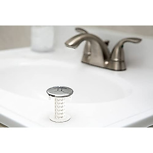 SinkShroom Revolutionary Bathroom Sink Drain Protector Hair Catcher, Strainer, Snare, White Chrome with Stopper