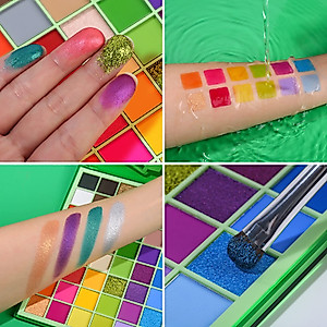 UCANBE Nostalgic Green Eyeshadow Palette - 48 Bright Bold Color Highly Pigmented Eye Shadow, Velvety Smooth Texture Matte Shimmer Glitter Eye Makeup Palletes