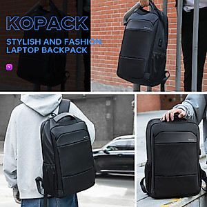 kopack Laptop Backpack,17 IN Waterproof Zipper Laptop Backpack for Men ,Business Computer Backpack With USB Port , Travel Backpack/College Backpack Black