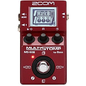 Zoom MS-60B MultiStomp Bass Guitar Effects Pedal, Single Stompbox Size, 58 Built-in effects, Tuner