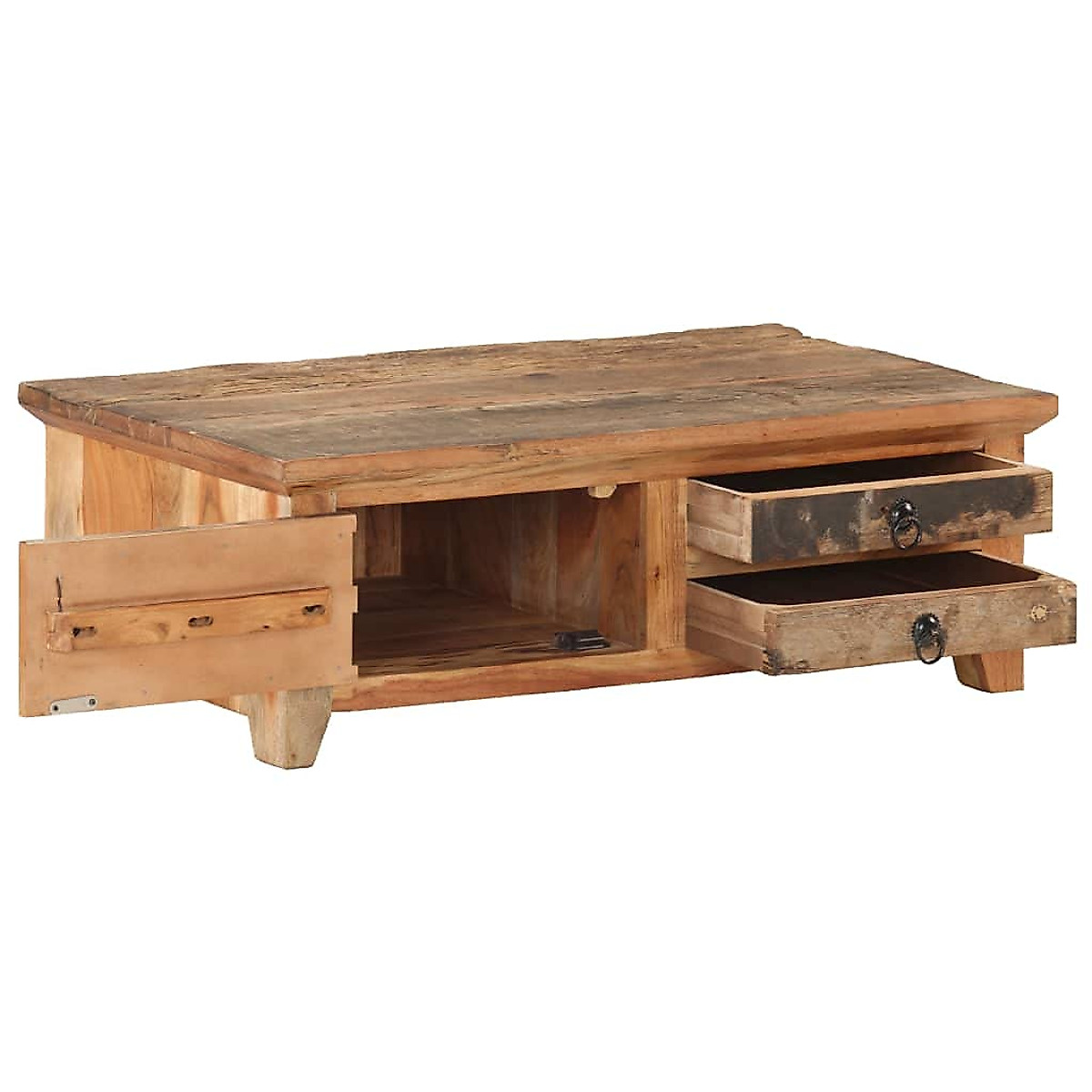 QJBSAVVA Coffee Table 35.4"x19.7"x12.2" Solid Reclaimed Wood,Entrance Table Tray Tables Center Table Low Table Suitable for Meeting Rooms, Reception Rooms, Offices