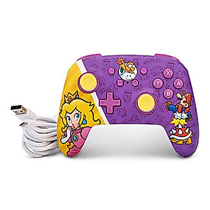 PowerA Enhanced Nintendo Switch Wired Controller - Princess Peach Battle, Mario, Gamepad, game controller, Mappable Advanced Gaming Buttons, 10ft Cable, 3.5mm headphone jack, Wired Pro Controller for Switch, Officially Licensed by Nintendo