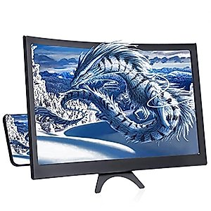 14 Inch Curved Screen Enlarger Amplifier 3D HD Cell Phone Holder Magnifying for Movies Videos and Gaming Compatible with All Smartphones
