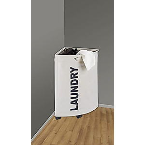 WENKO Corner Bin Beige Tresco, Hamper for Tiny Spaces, Laundry Collector, 13.21 gallon/13" x 23.6" x 13"